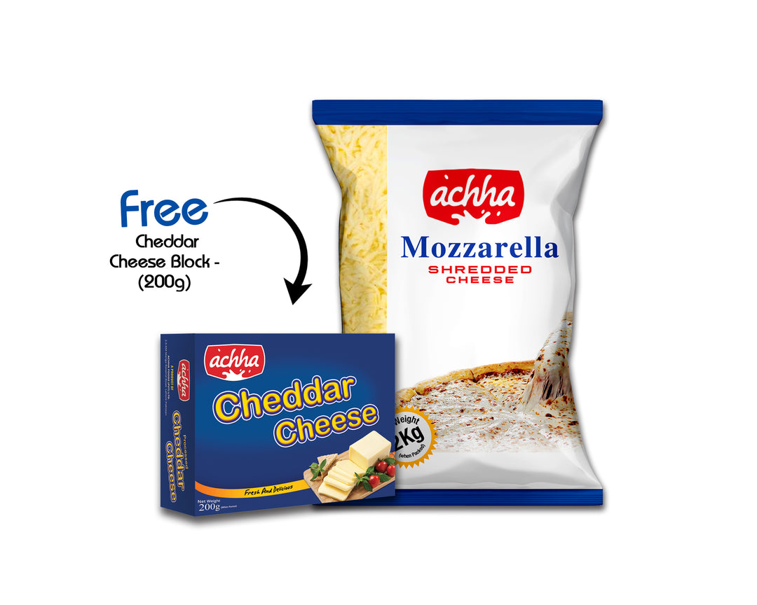 Achha Mozzarella Shredded - 2 KG – Achha Foods